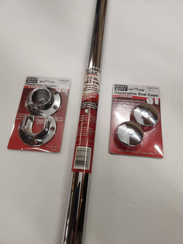 John Sterling-Closet Pole with Pole Sockets w/ screws and Closet Pole ...